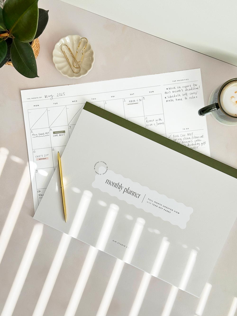 Large A3 Undated Monthly Planner Notepad with Cover – Stationery ...