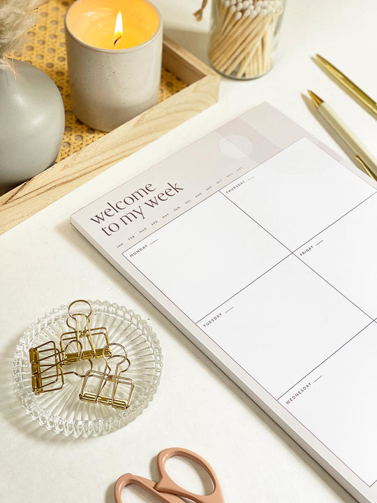 A4 Weekly Desk Planner Pad | 'Welcome to my week' – Stationery & Office ...