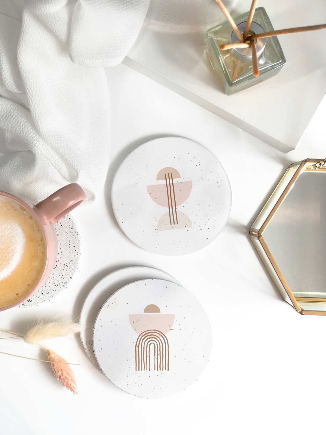 Set of Four Boho Ceramic Coasters – Stationery & Office Desk ...